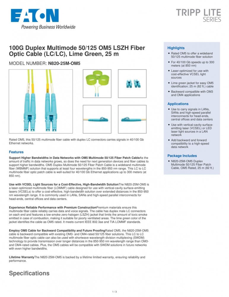 N820-25M-OM5 technical document page 1