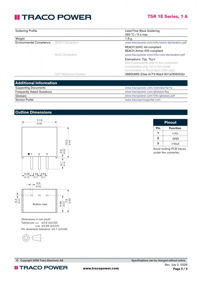 TSR 1E series technical document page 3