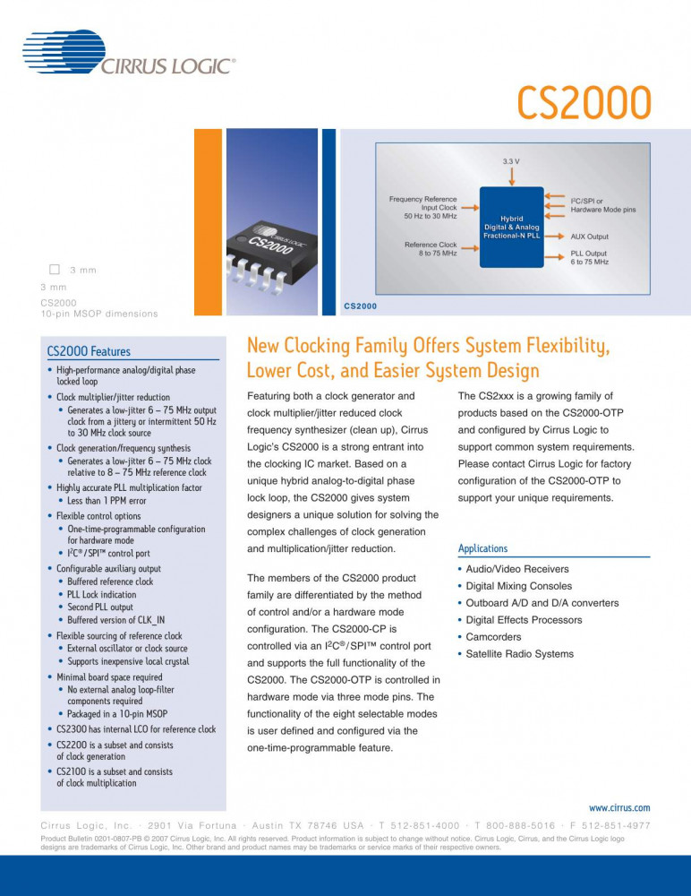 CS2300P-EZZ technical document page 1