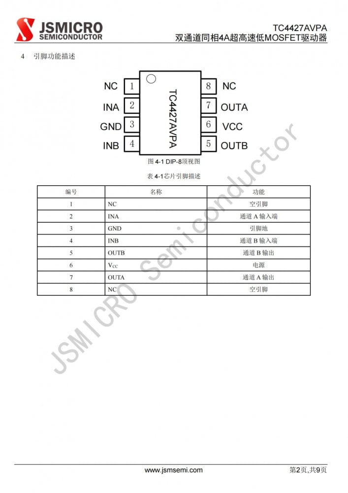 TC4427AVPA-JSM datasheet page 2