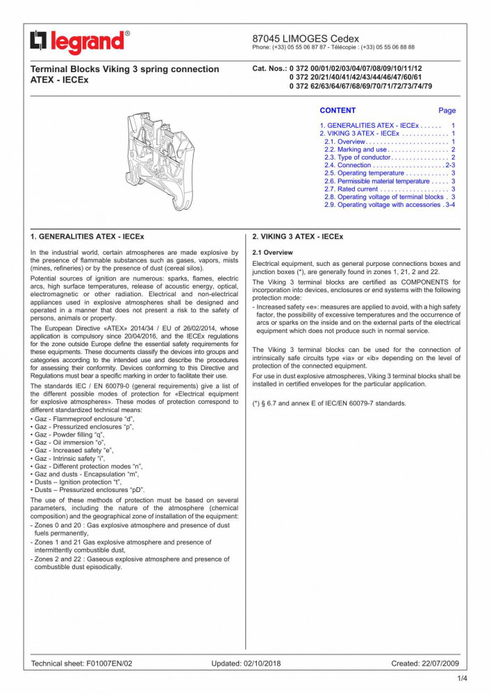 Legrand Viking 3 ATEX IECEx document page 1