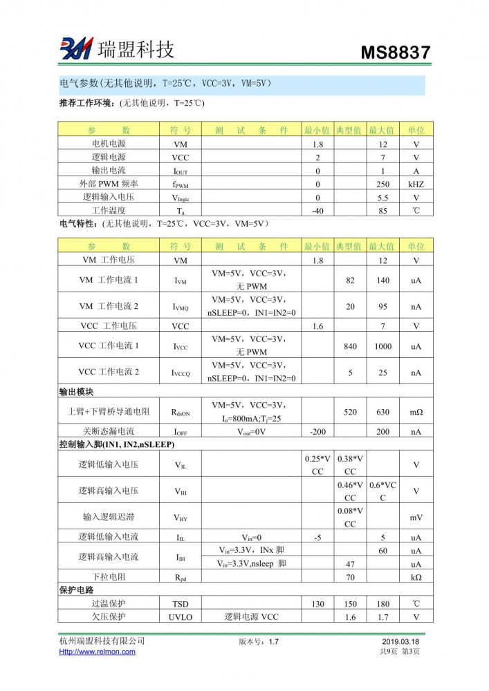 MS8837 datasheet page 3