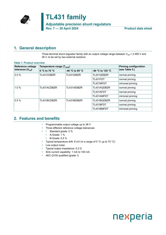 TL431IDBZR datasheet page 1