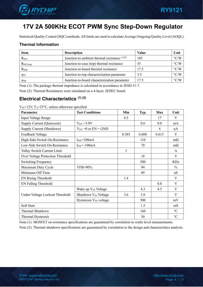 RY9121 datasheet page 4