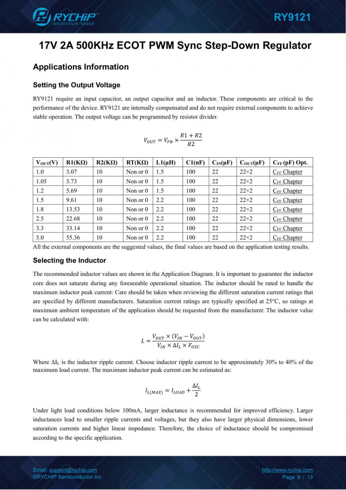 RY9121 datasheet page 9