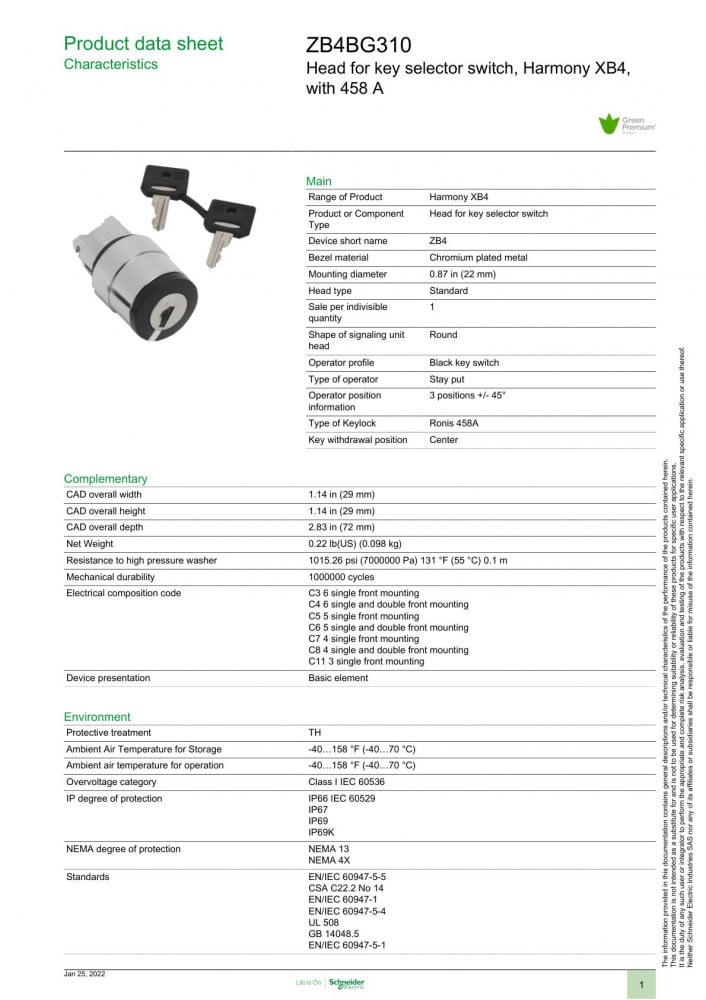 ZB4BG310 technical document page 1