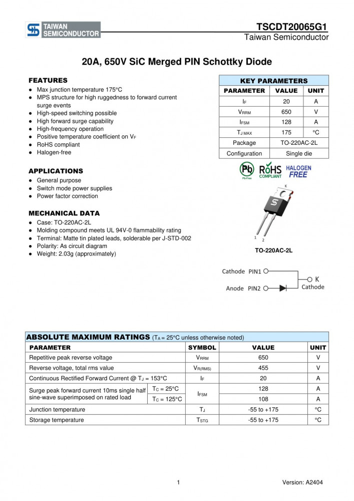 TSCDT20065G1 technical document, page 1