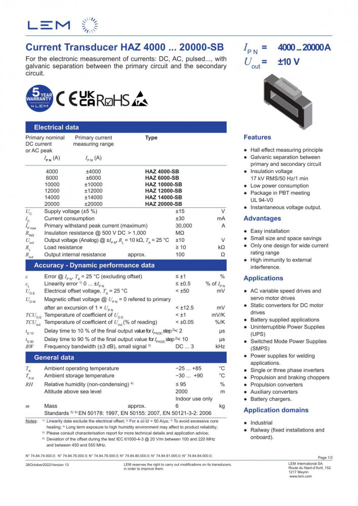 HAZ 10000-SB technical document page 1