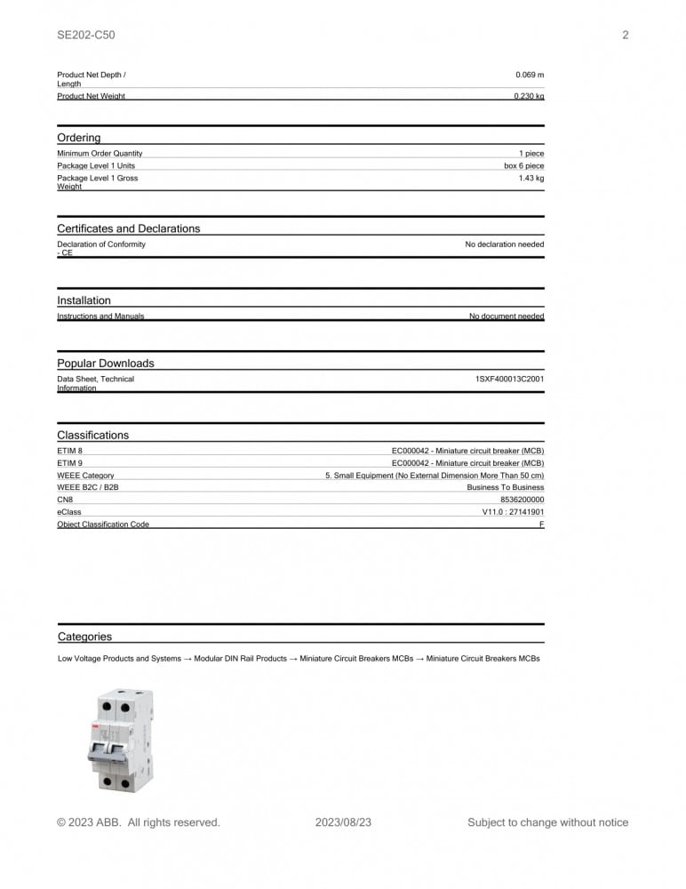 SE202-C50 technical document page 2