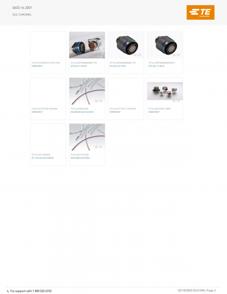TE Connectivity product document page 2