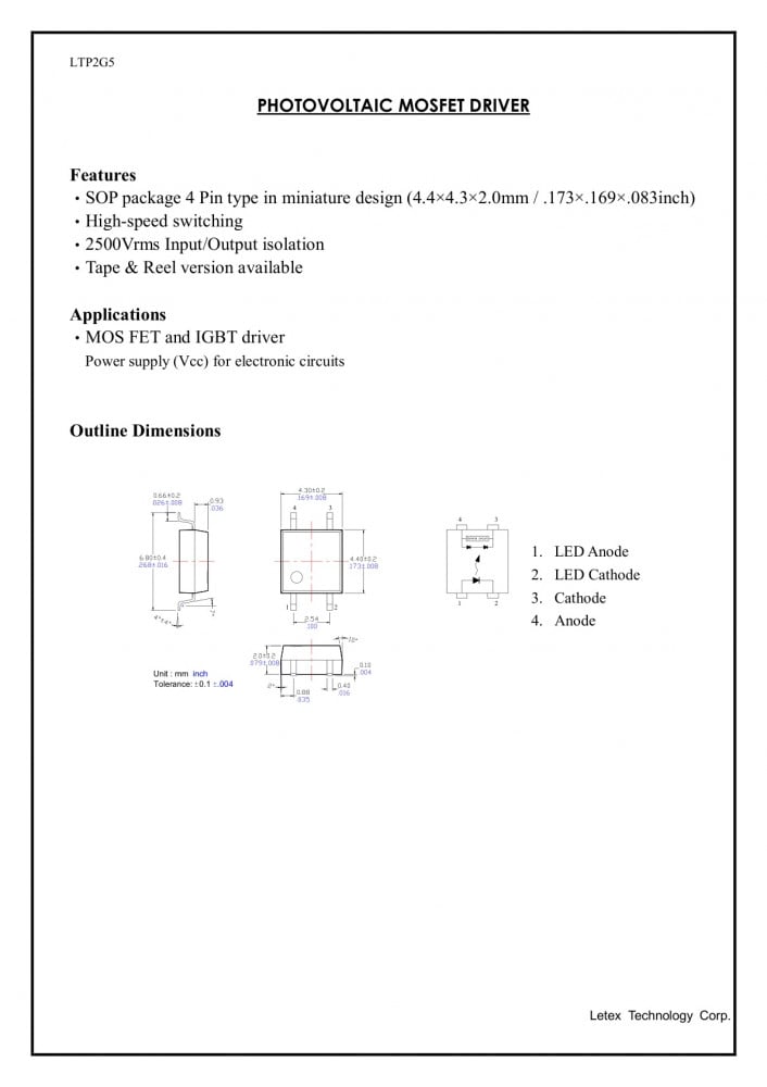 Letex LTP-2G5 datasheet page 1