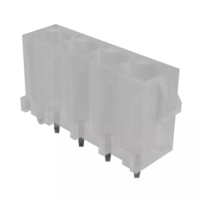 MLX Power Connector Header, 6.35mm Pitch, Vertical, with Compliant Polarizing Peg, Nylon 94V-2, Natural (Translucent), 4 Circuits for sale