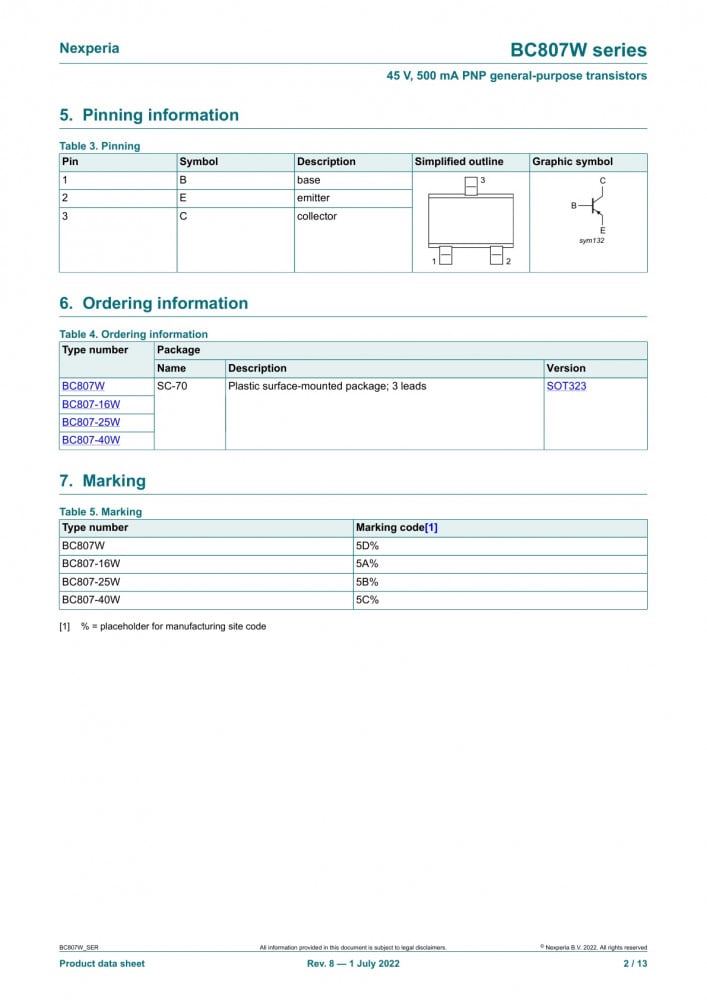 BC807-40W datasheet page 2