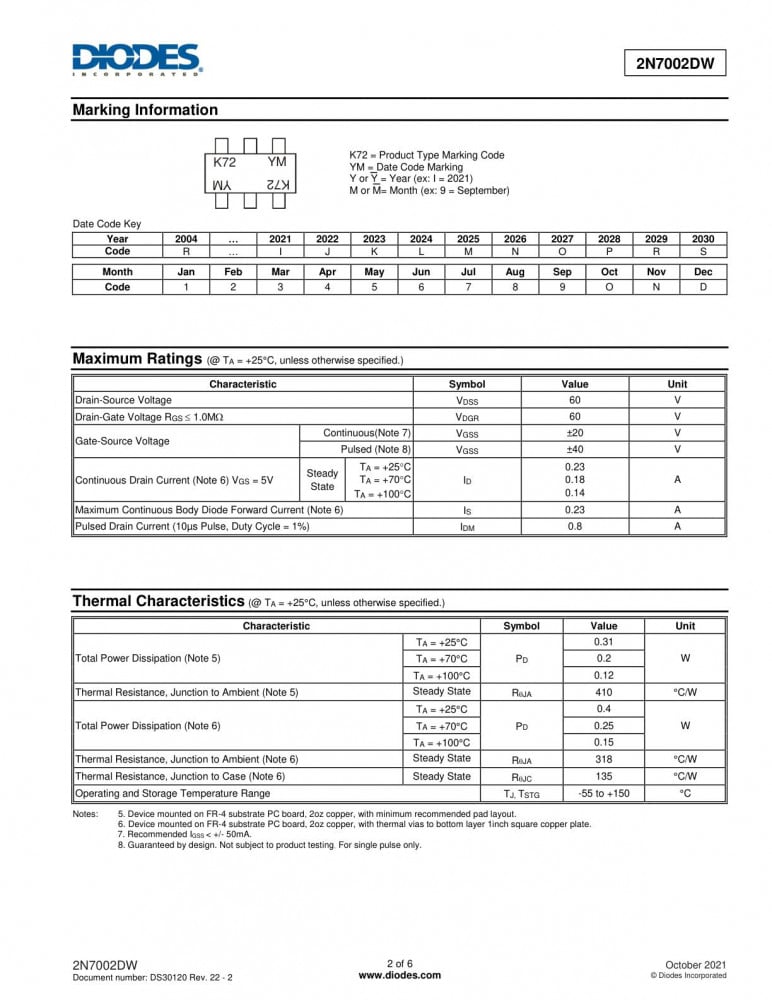 2N7002DW-7-F datasheet page 2