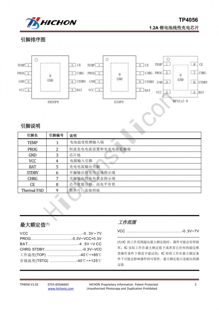 TP4056 datasheet page 2
