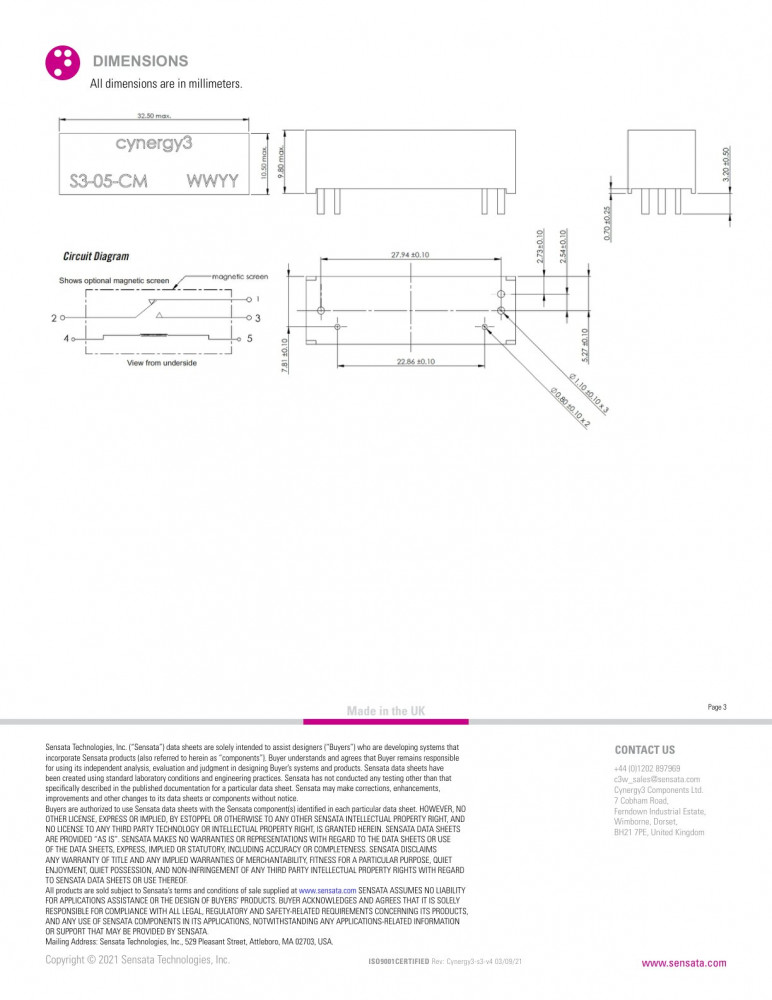 S3 series reed relay documentation page 3