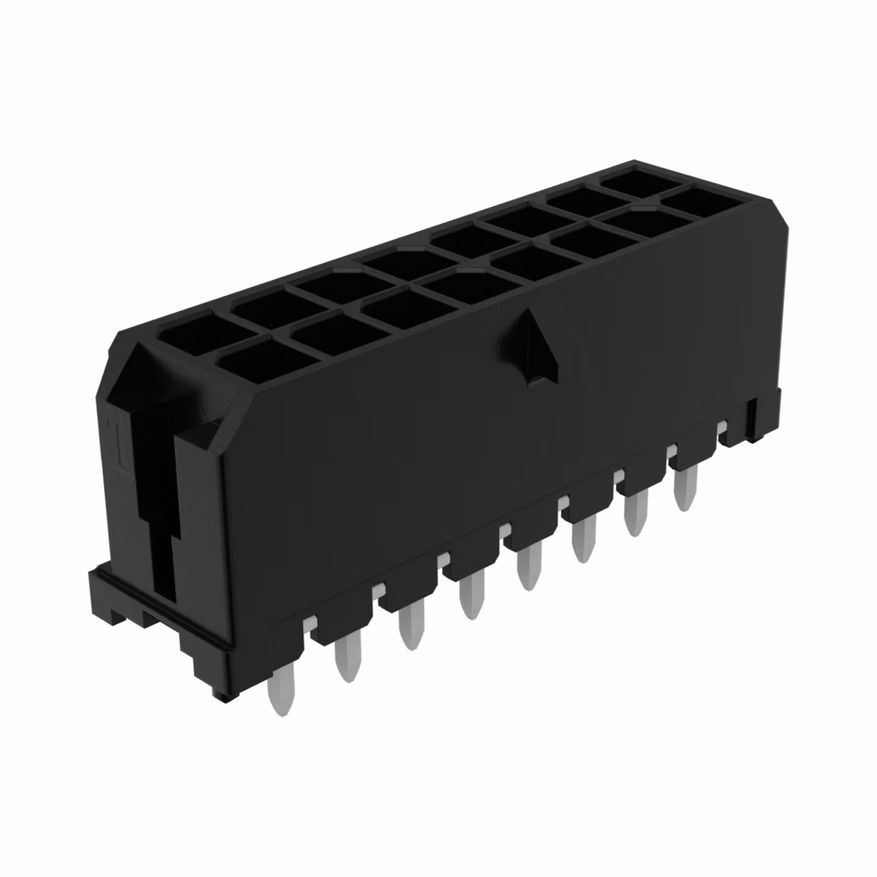 Micro-Fit 3.0 Vertical Header, 3.00mm Pitch, Dual Row, 16 Circuits, with PCB Polarizing Peg, 2.54µm Matte Tin Plating, Glow-Wire Capable, Black for sale