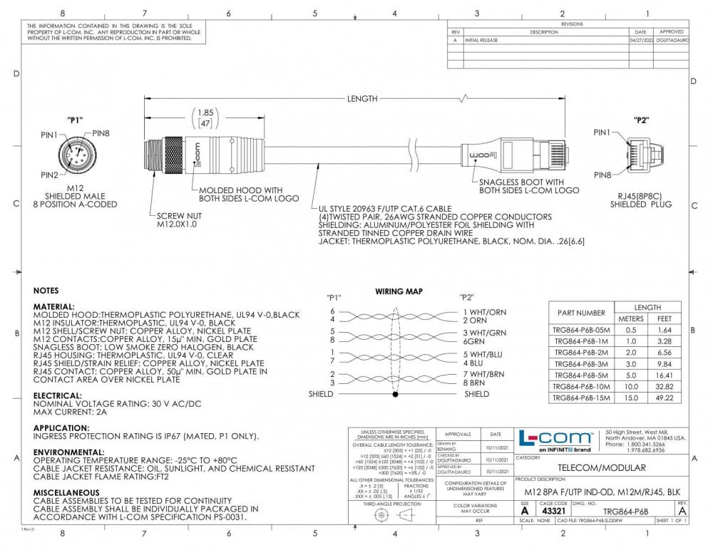L-com TRG864-P6B technical drawing preview