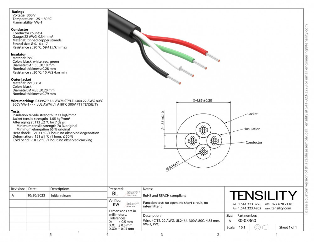 Tensility International 30-03360 product drawing