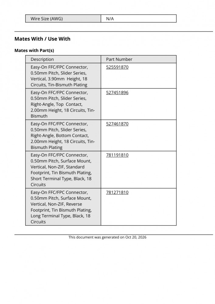 MOLEX 151660190 technical document preview, page 3