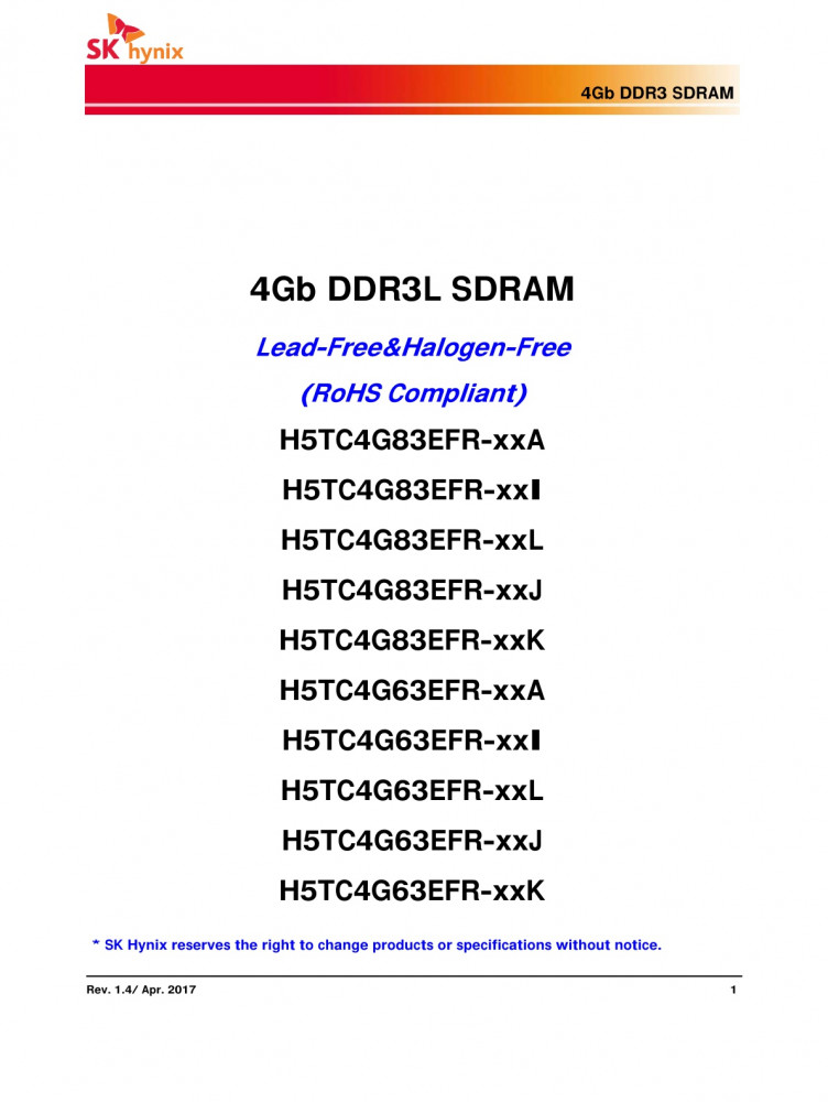 H5TC4G63EFR-RDA datasheet page 1