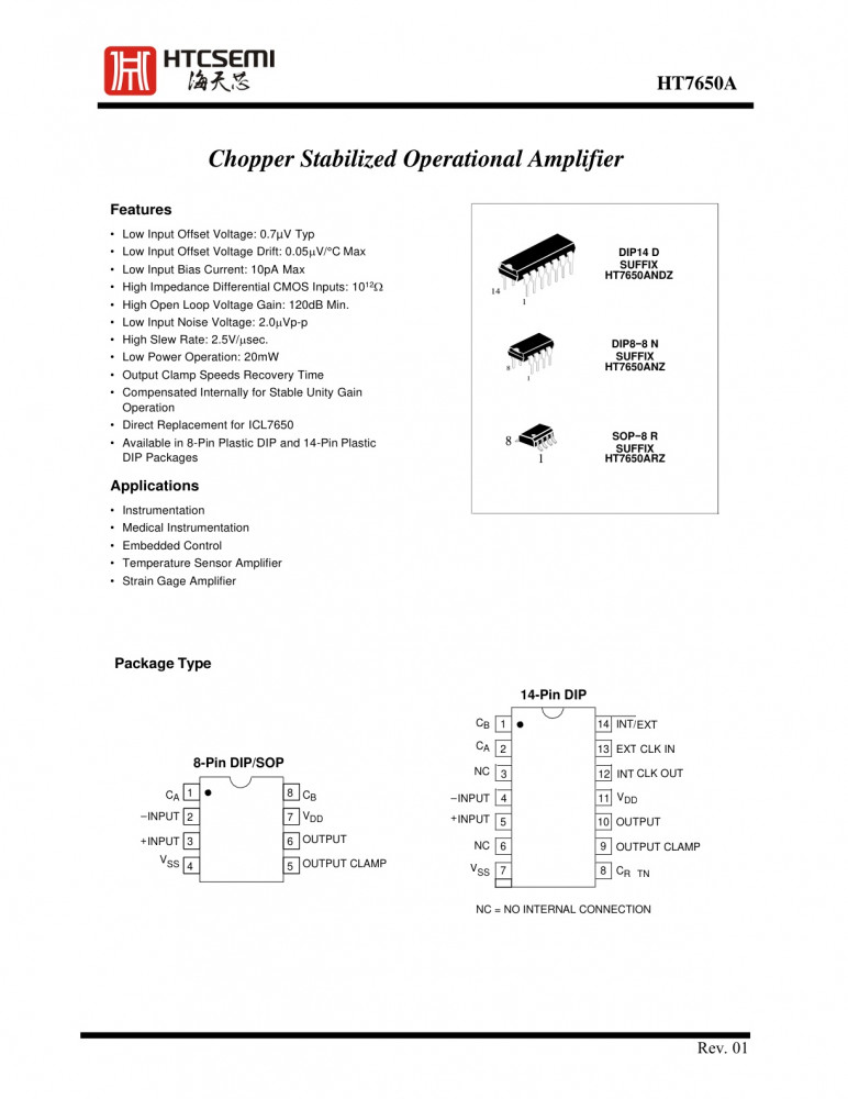 HT7650ARZ datasheet page 1
