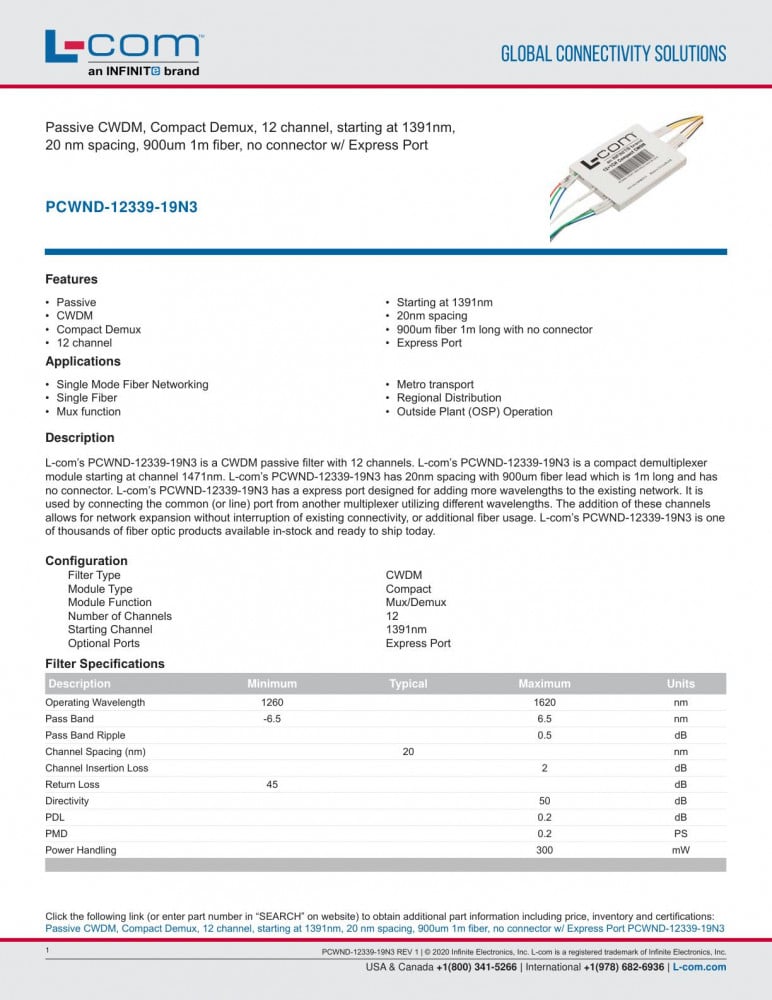 PCWND-12339-19N3 product documentation page 1