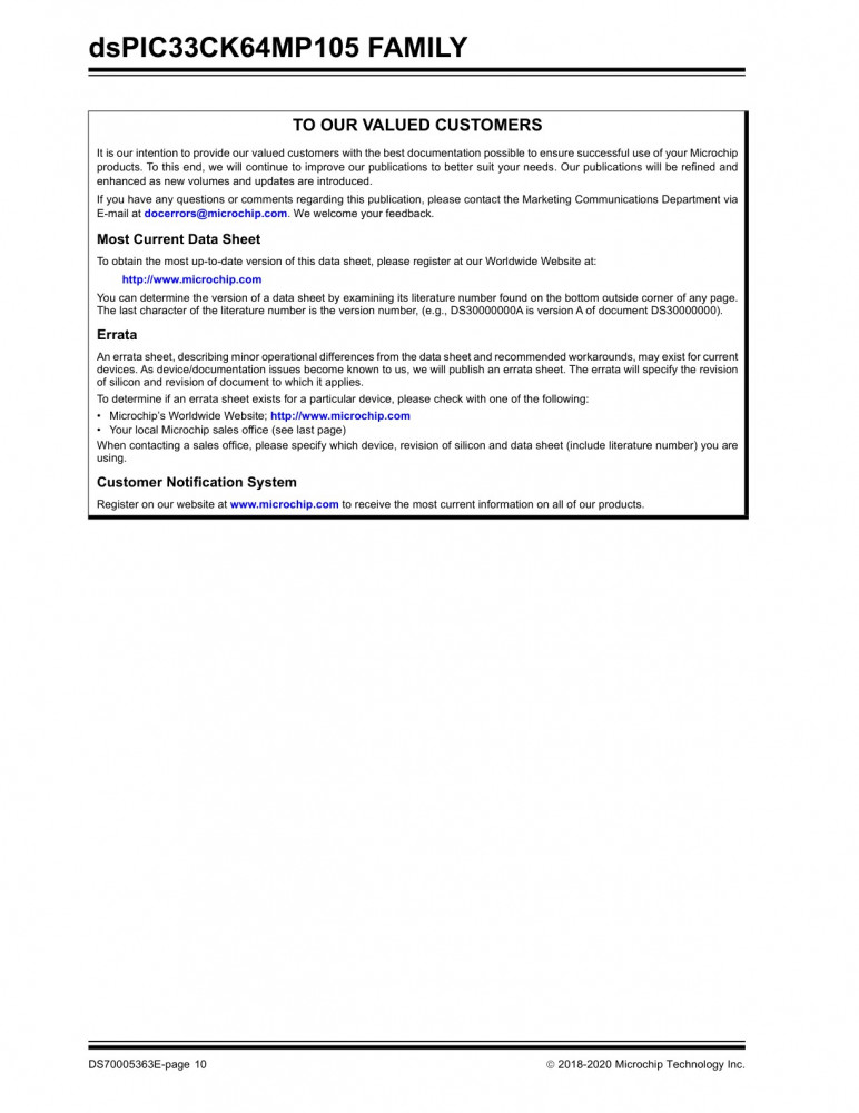 dsPIC33CK64MP103 document preview, page 10