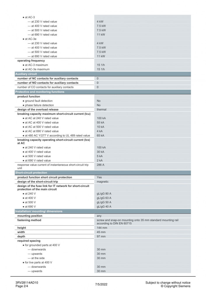 3RV28114AD10 technical document page 2