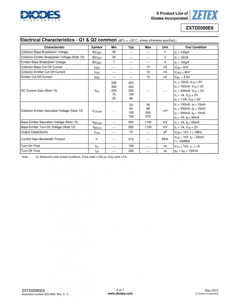 ZXTD2090E6TA datasheet page 4