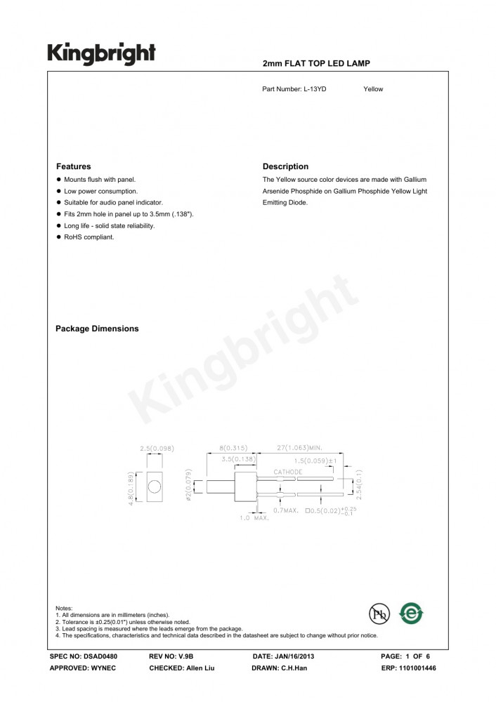 L-13YD datasheet page 1