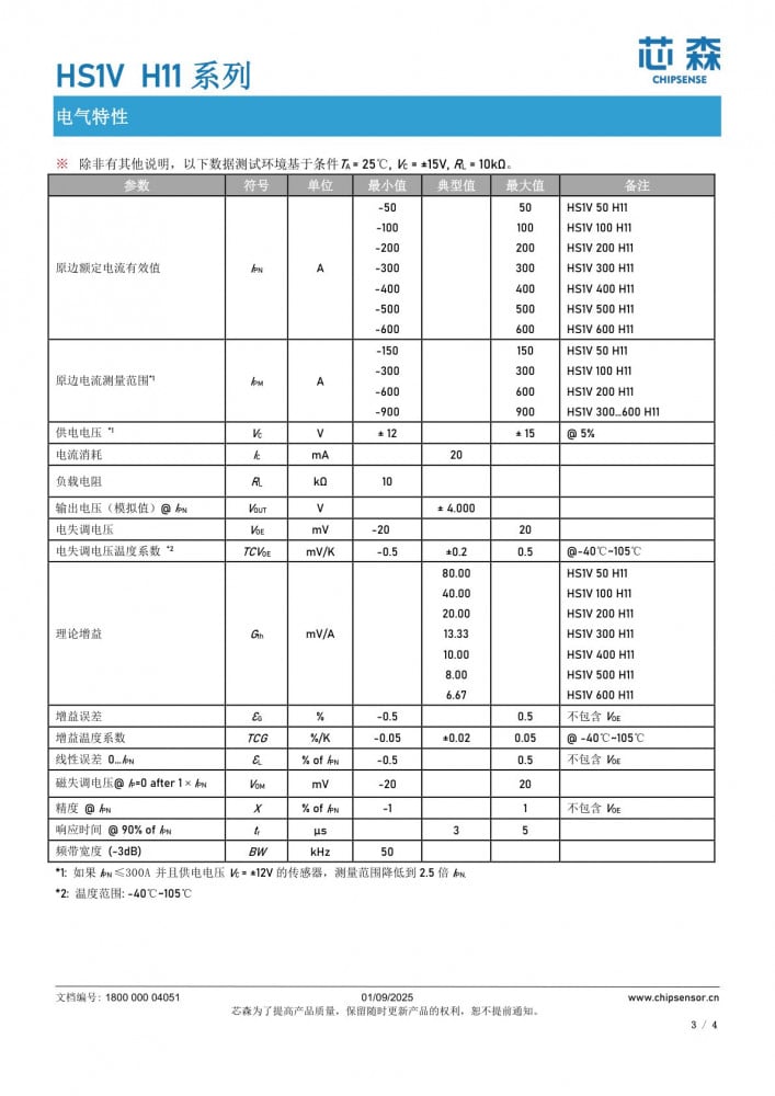 HS1V H11 technical document page 3