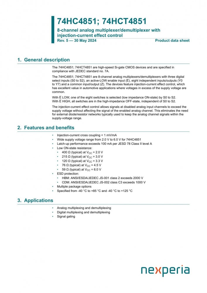 74HC4851PW,118 datasheet page 1