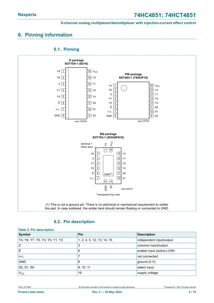 74HC4851PW,118 datasheet page 4