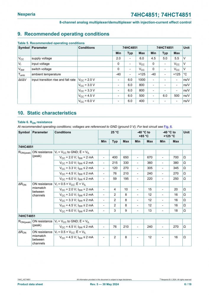 74HC4851PW,118 datasheet page 6