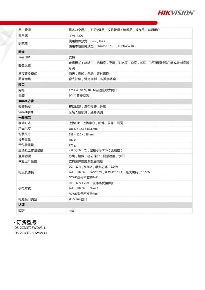 DS-2CD3T26(D)WDV3-L datasheet page 3
