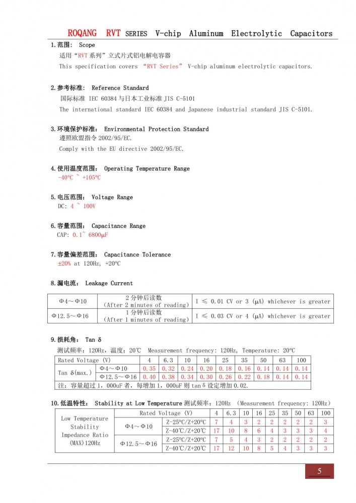 ROQANG RVT1E221M0607 datasheet page 5