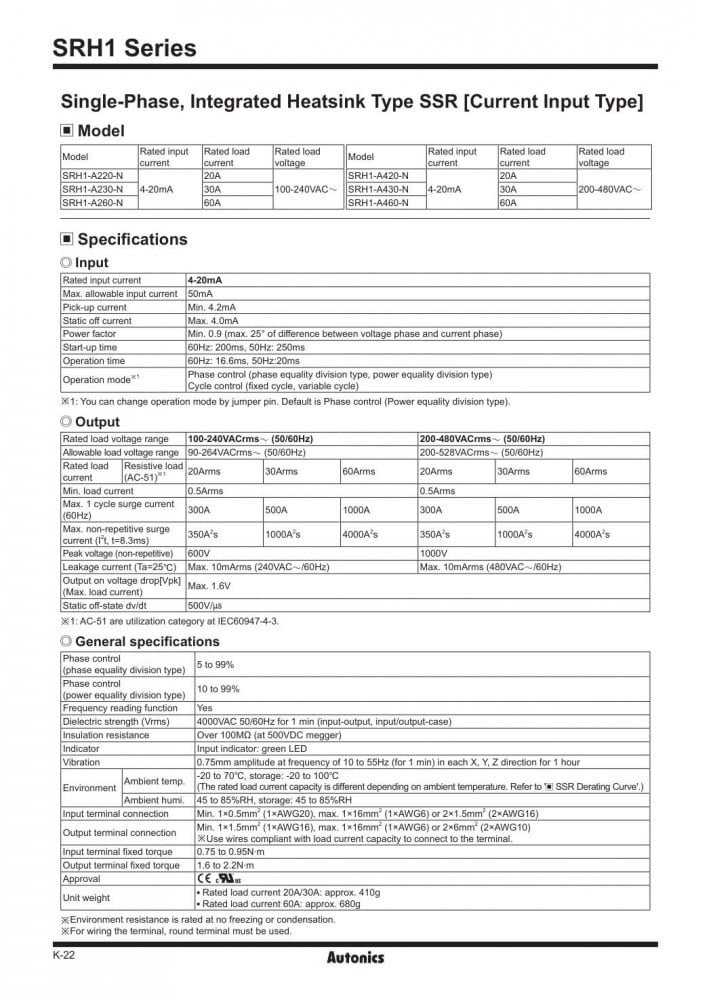 Autonics SRH1 documentation page 8