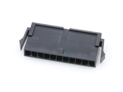Micro-Fit 3.0 Plug Housing, Single Row, 2 Circuits, UL 94V-2, Panel Mount Ears, Glow-Wire Capable, Black