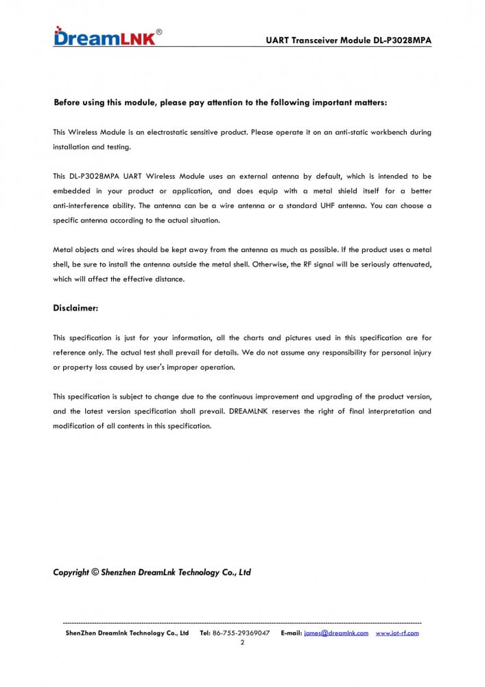 DL-P3028MPA datasheet page 2