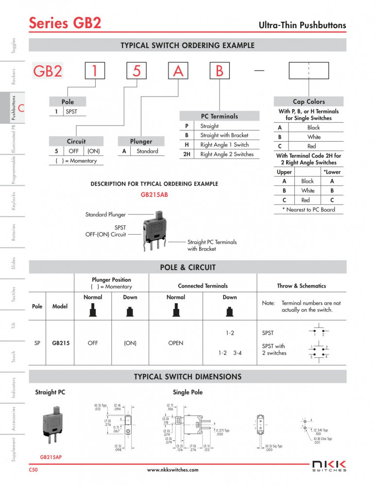 NKK Switches GB2 Series documentation page 3