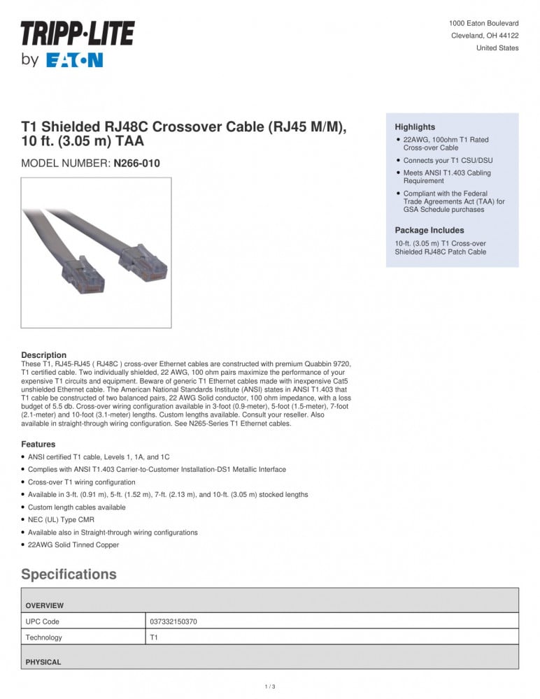 N266-010 technical document page 1
