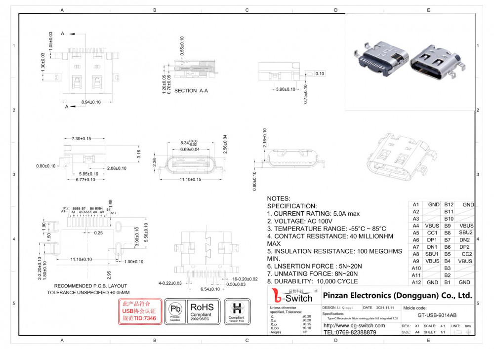 GT-USB-9014AB technical document page 2