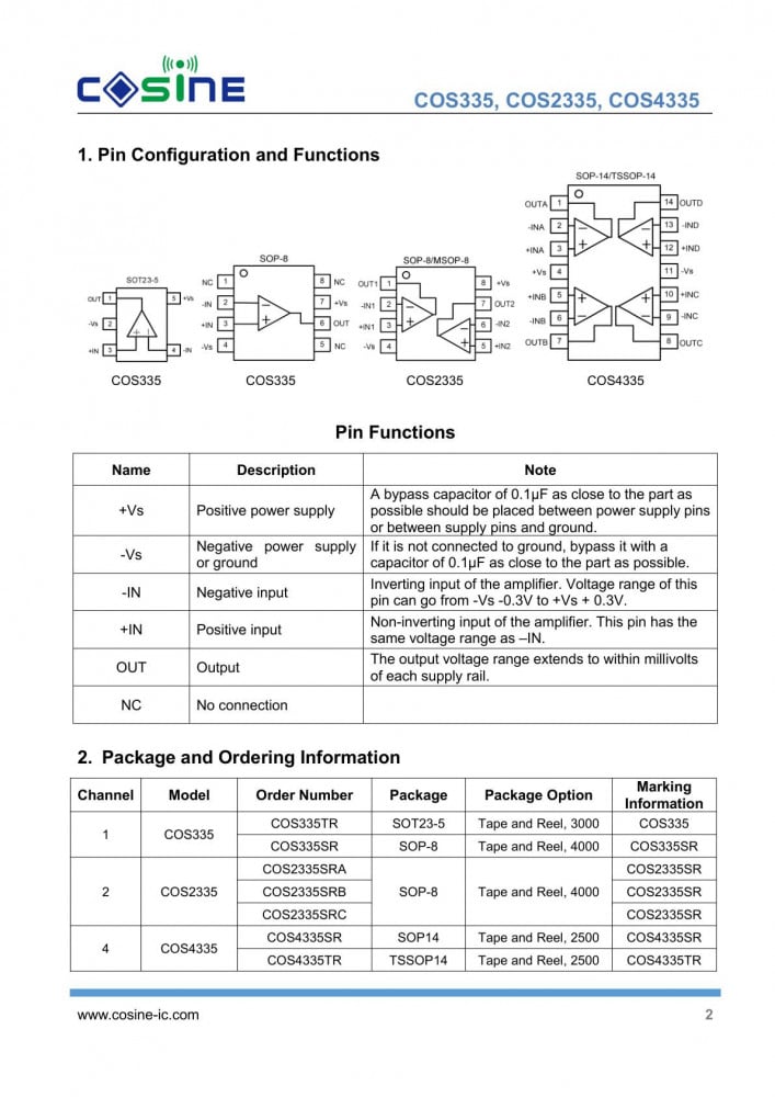 COS2335SRA datasheet page 2