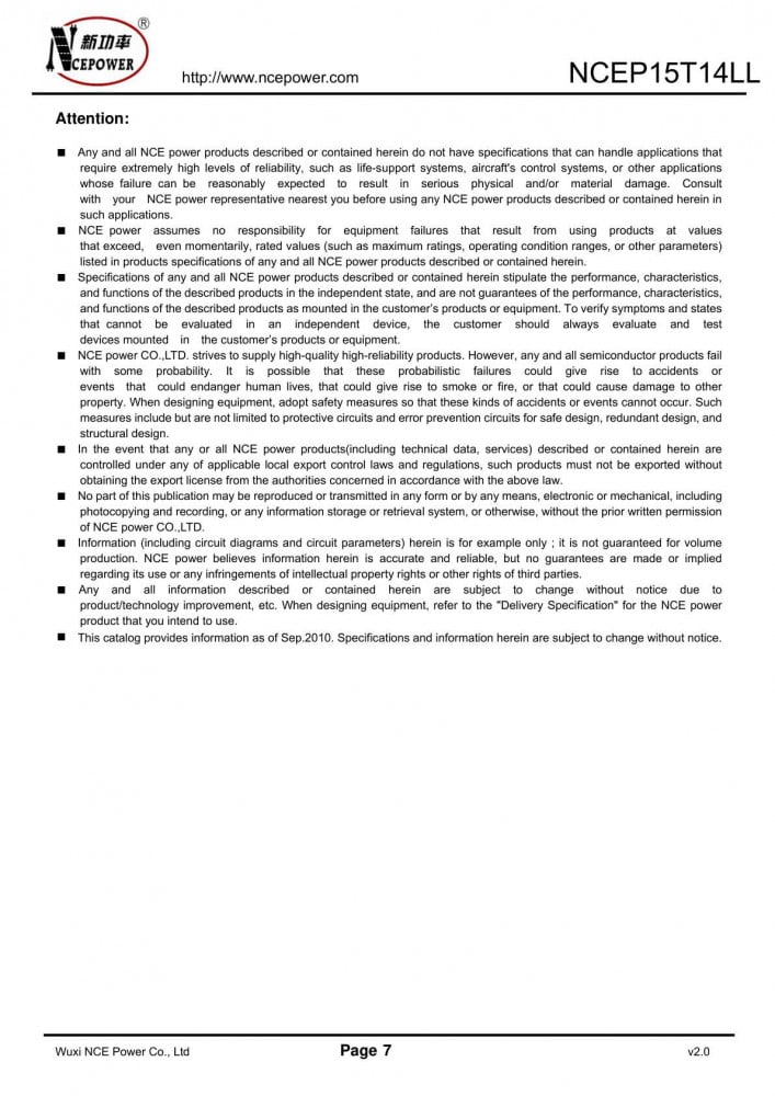 NCEP15T14LL datasheet page 7