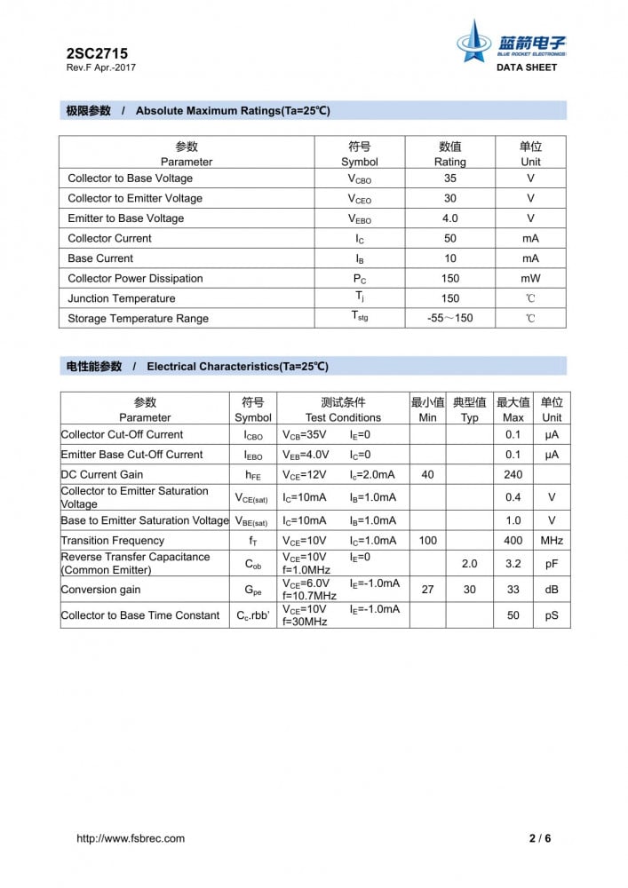 2SC2715-Y datasheet page 2