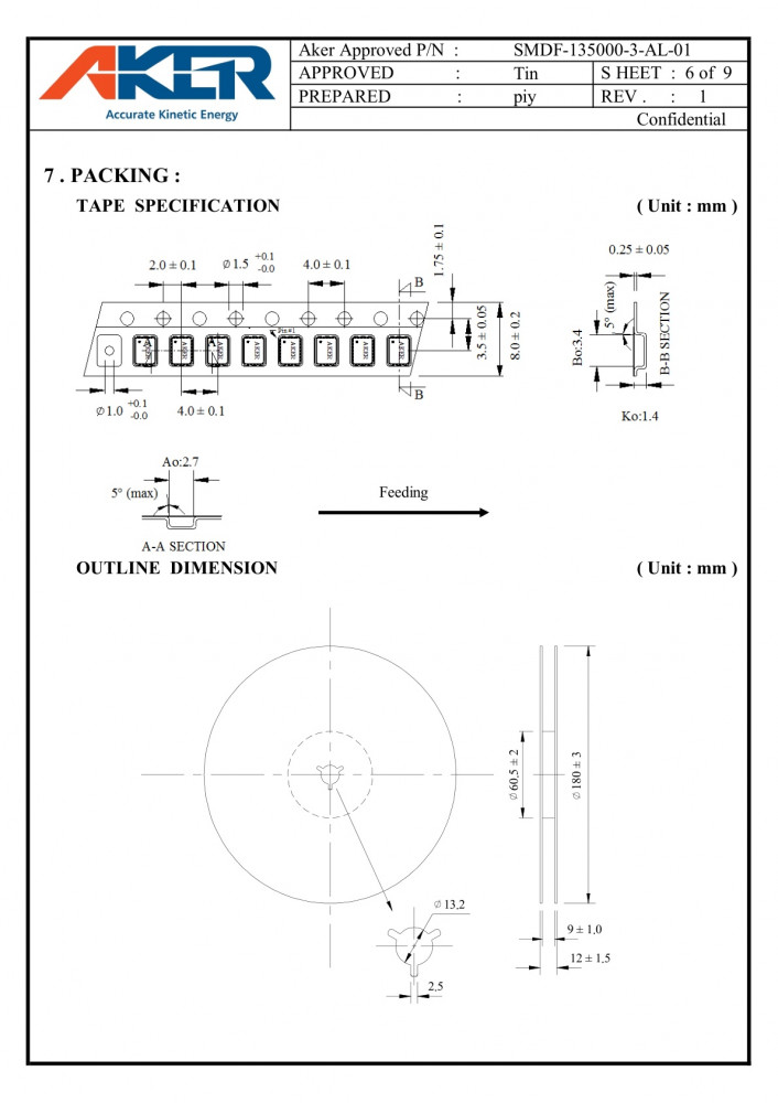 SMDF-135000-3-AL-01 tape specification