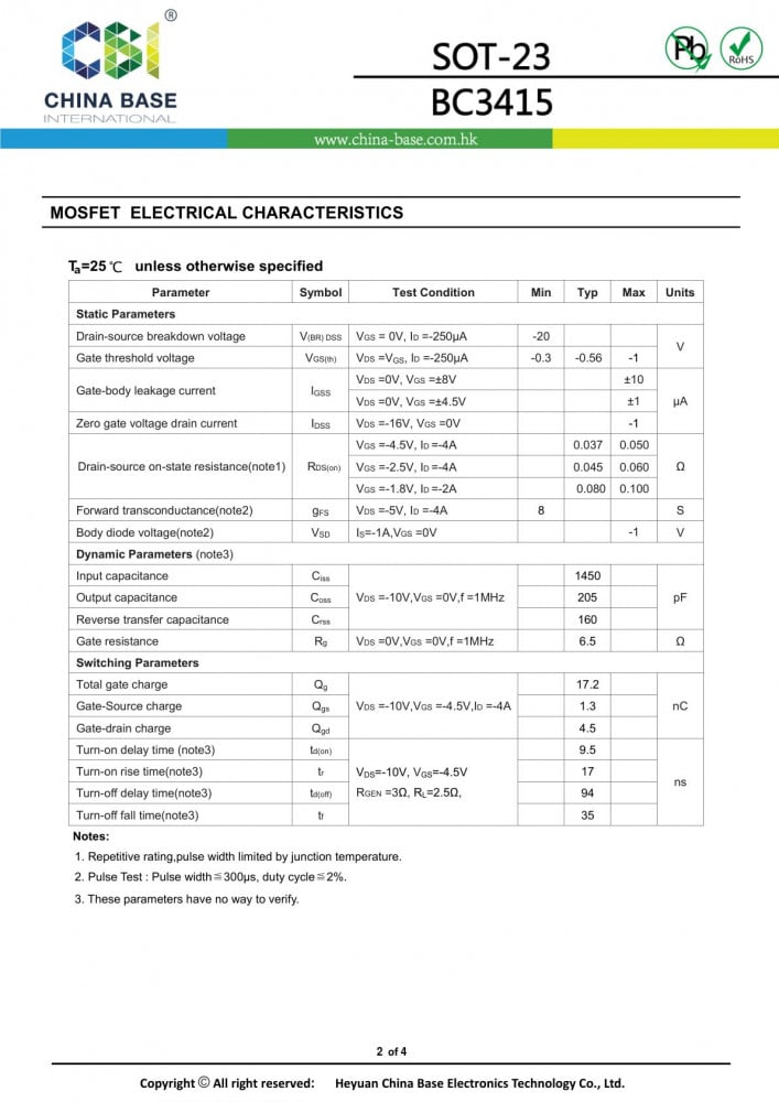BC3415 datasheet page 2