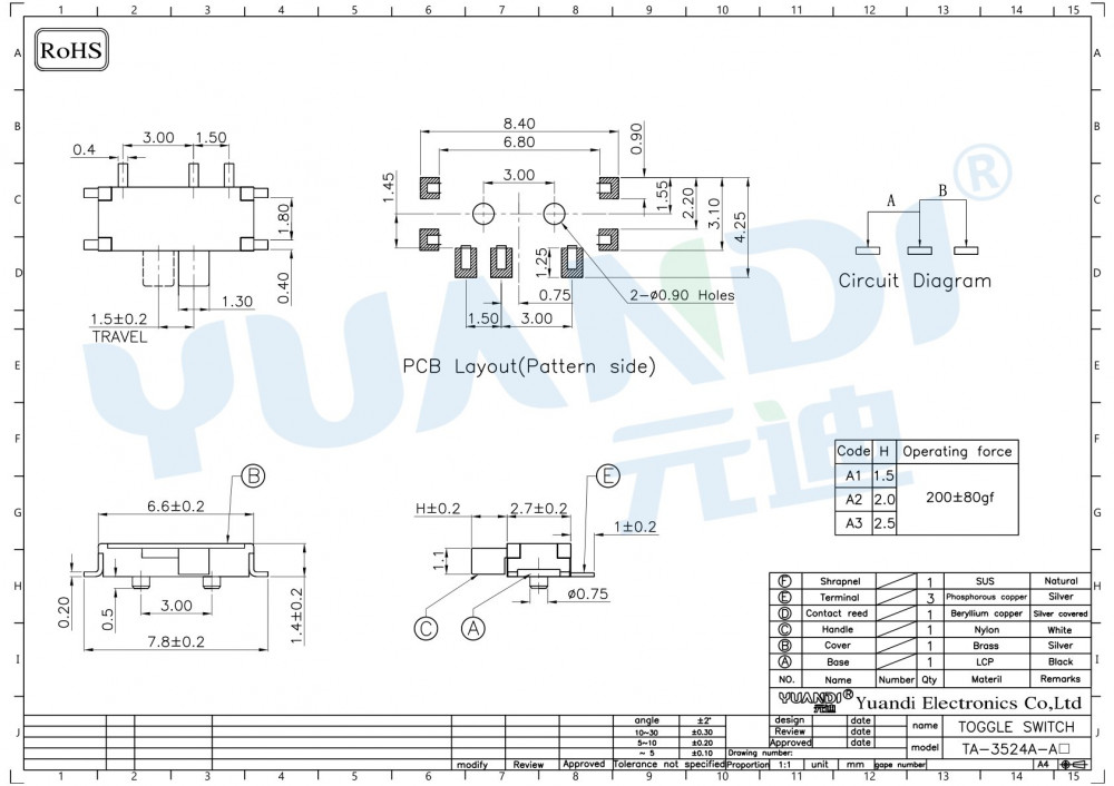 TA-3524A-A1-W technical drawing page 1