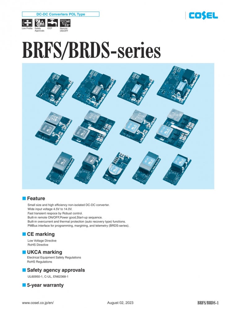 Cosel BRDS-series datasheet page 1